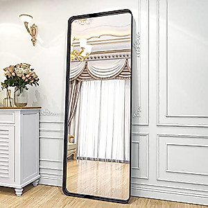 VooBang Full Length Mirror Deep Framed 21x64 Inch Floor Stand, Leaning or Dressing Modern Sleek and Chic Design Ideal for Bedroom, Closet, or Entryway Black