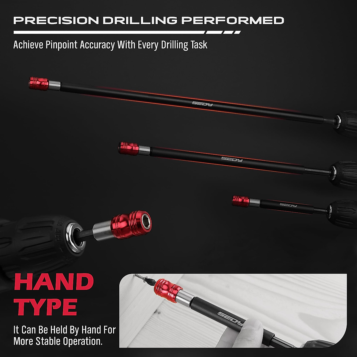 Magnetic Screwdriver Bit Holder Set: 5-Piece 1/4 Inch Hex Shank Quick Release Extension Adapter | Super Straight Durable CR-V Steel | Universal Fit for Impact Driver Bits | 2", 4", 6", 12", 17" Long