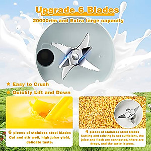 Portable blender for shakes and smoothies,Personal blender, 20000r/m, 16 oz Traveling Fruit Veggie Juicer Cup With 7 Blades, Portable Blender USB Rechargeable