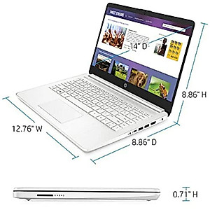 HP 14-dq0032dx 14" HD Notebook Computer, Intel Celeron N4020 1.1GHz, 4GB RAM, 64GB eMMC Flash Memory, Windows 11 Home S Mode, Snowflake White (Renewed)