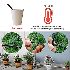 Irrigation Fittings Kit, Hoomtry Drip Irrigation Barbed Connectors for 1/4-Inch Tubing Flower Pot Vegetable Garden Lawn（Straight Barbs, Tees, Elbows, End Plug, 4-Way Coupling）