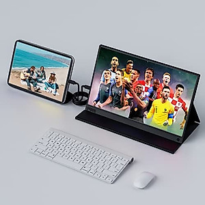 OUNSHLI Portable Monitor for Laptop 16.1 Inch Full HD 1080P Dual Computer Monitor USB C HDMI with Speakers, Flat Travel Monitor for MacBook Pro PS4 PS5 PC, Smart Cover&Screen Protector Included…