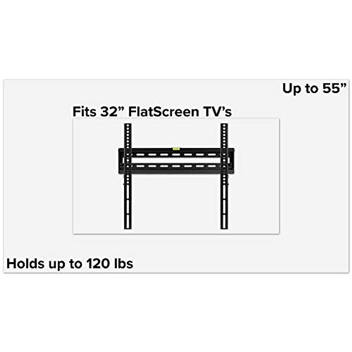 Flash Furniture FLASH MOUNT Tilt TV Wall Mount with Built-In Level - Max VESA Size 400 x 400mm - Fits most TV's 32" - 55" (Weight Capacity 120LB)