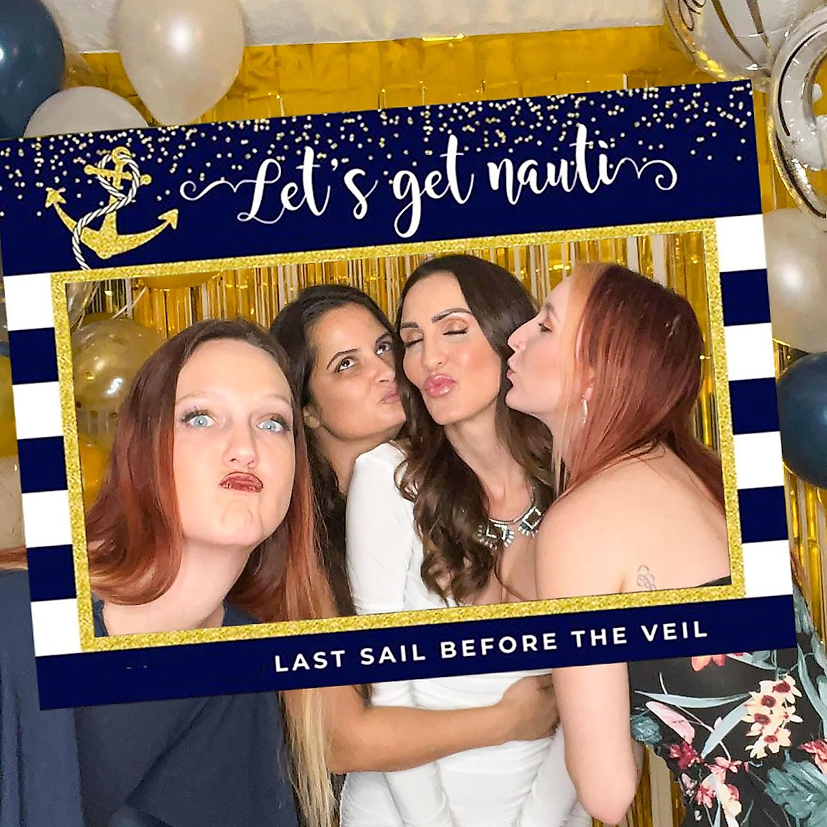 LaVenty Nautical Bachelorette Party Decorations Boat Last Sail Before The Veil Party Supplies Nautical Bridal Shower Party Supplies Get Nauti Party Photo Booth Props Frame Bridal Shower Photo Frame
