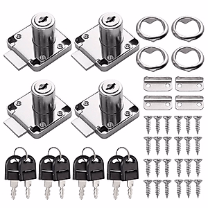 Tanice 4 Pack Furniture Lock Zinc Alloy Cam Security Lock Keyed Alike Cylinder Cupboard Drawer Lock with 8 Keys for Door Cabinet Mailbox Drawer Cupboard Household Office
