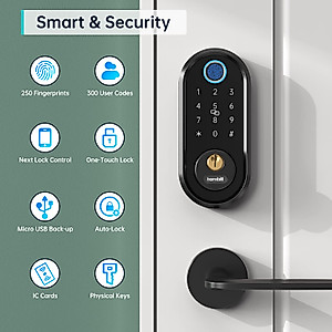 Smart Door Lock, hornbill 8-in-1 Keyless Entry Door Lock Biometric Fingerprint Smart Deadbolt, Electronic Digital Bluetooth Keypad Code Door Lock, Smart Locks for Front Door, IC Fob & App Control
