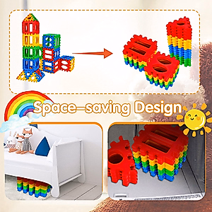 Costzon 32 Pieces Jumbo Building Blocks for Kids, Big Waffle Block Set, Preschool Educational Creativity Sensory Toy, Interconnecting Stacking Building Toy Set for Boys & Girls