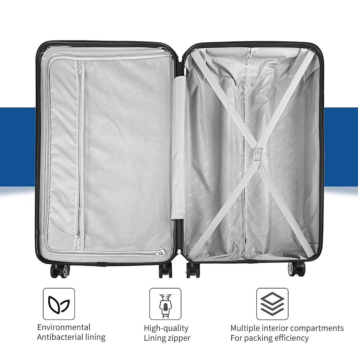 Fochier 3 Piece Expandable Luggage Set with TSA Lock, Hard Shell Rolling Suitcase Set with 4 Spinner Wheels for Women Man, 20 24 28 Inch