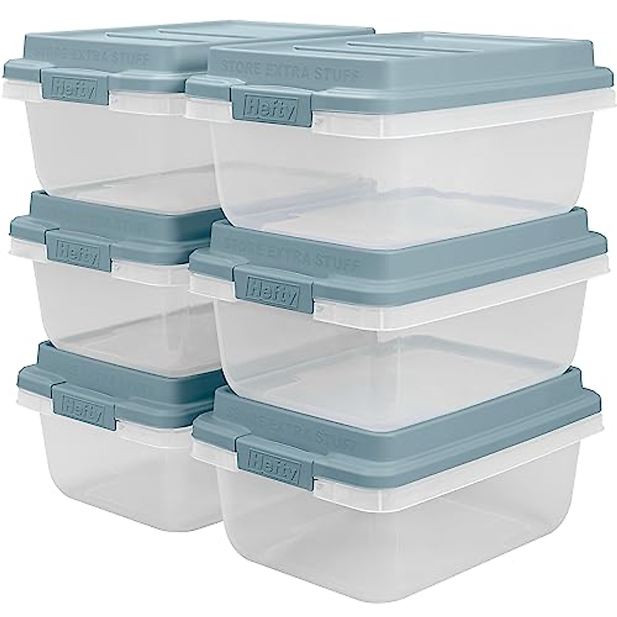 Hefty HI-RISE Stackable Storage Bins - Under Bed Storage Containers with Lids, Shoe Organizer, Plastic Storage Bins, Clear Shoe Boxes with XL Lid-Locking Latches, Durable Double Rim - 18qt (8 Pack)