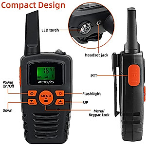Retevis RA35 Walkie Talkies, Long Range Walkie Talkies, Family 2 Way Radios Walkie Talkie for Adults Kids 4, Flashlight, Outdoor, Camping, Hiking 4 Pack