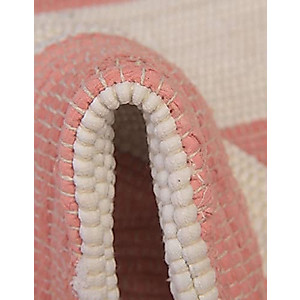 Unique Loom Chindi Rag Collection Area Rug - Striped (4' 1" x 6' 1" Rectangle, Coral and Ivory)