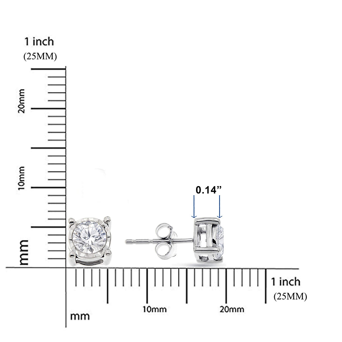 Natalia Drake 1/2 Cttw Round Brilliant Cut Diamond Stud Earrings for Women in Rhodium Plated 925 Sterling Silver Miracle Plate Color H-I/Clarity I1-I2