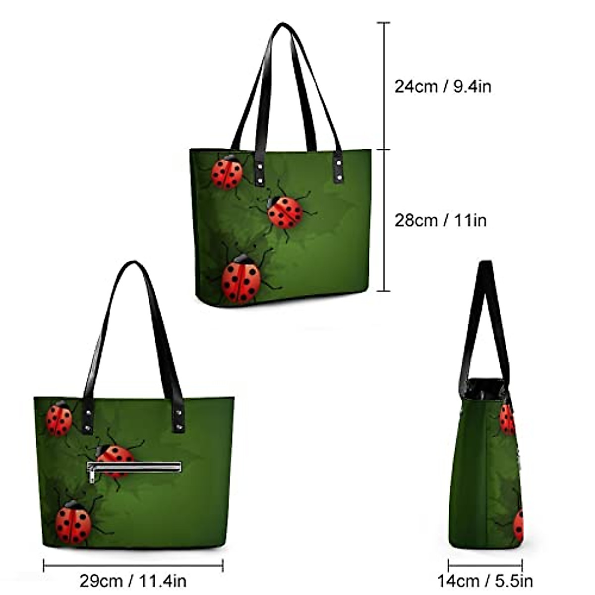 Womens Handbag Ladybug Leather Tote Bag Top Handle Satchel Bags For Lady