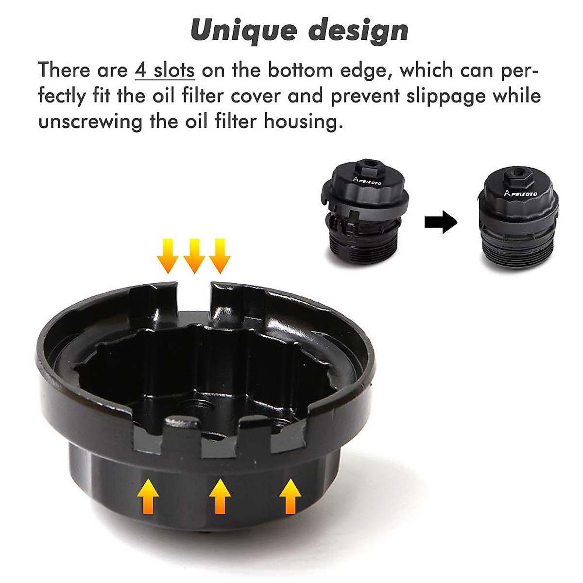 Apeixoto Oil Filter Wrench Cap Removal Tool Fits 64mm Cartridge Housing for Camry Rav4 HighLander Sienna Tundra with 2.5L-5.7L Engine