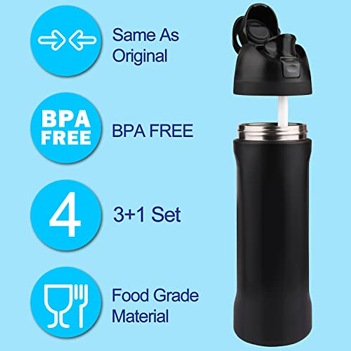 BABORUI 3Pcs Replacement Straws for Owala Water Bottle, Reusable Plastic Straws with Straw Brush Compatible for Owala Free Sip Flip Water Bottle 32oz 24oz
