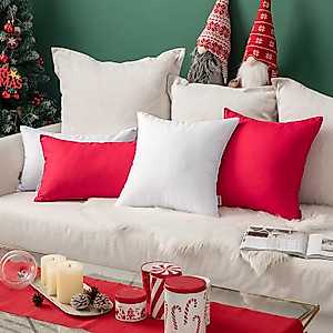 MIULEE Pack of 4 Decorative Outdoor Pillow Covers Waterproof Square Garden Cushion Cases PU Coating Throw Pillow Cover Shell for Tent Park Couch 20x20 Inch White