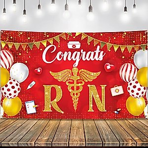 KatchOn, Congrats RN Graduation Banner - Large 72x44 Inch | Red Congrats Nurse Banner, Nurse Graduation Decorations | RN Graduation Party Decorations, Nursing Graduation Decorations Class Of 2024