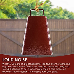 Epic Creations Cow bell with Handle-7 Inch Cow Bell Noise Maker, Cowbell Beater Stick, Cheering Bell for Football Games, Cow Bells for Sporting Events (Antique Copper)