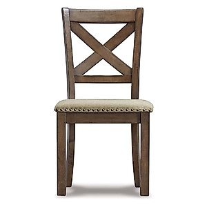 Signature Design by Ashley Moriville Modern Farmhouse 19" Upholstered Dining Room Chair, 2 Count, Brown