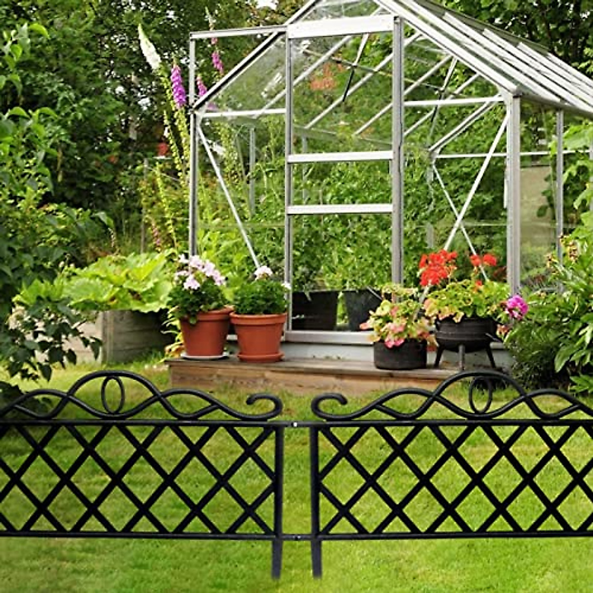 Haokaini Decorative Garden Fence 14in(H) x18.5in(L) Dog Pet Animal Barrier Landscape Fencing Border Fence Panel Flower Edging for Outdoor Yard Patio Flower Bed