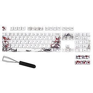 MOLGRIA Keycaps 110 Set for Full Size Mechanical Keyboard, Custom PBT OEM Profile Key caps Japanese Style with Keycap Puller for Cherry MX 104/87/71/61 60 Percent Keyboard(Plum Blossom)