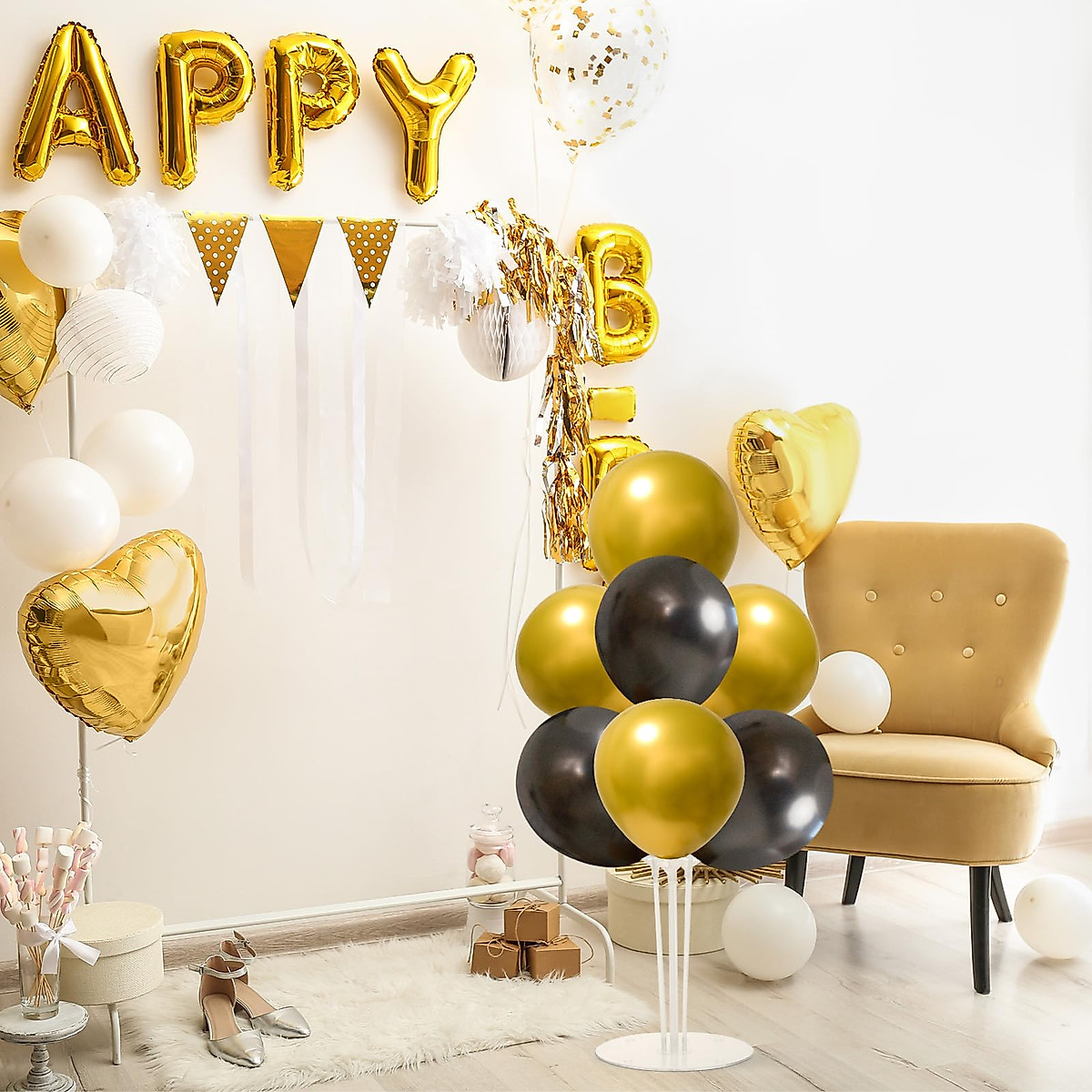 Rubfac 2 Sets Balloon Stands Kit Clear Balloon Stand for Table with Nano Glue, Balloon Holder for Birthday Party Wedding Festival Balloons Decorations
