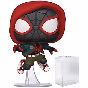 Spider-Man POP Marvel Into The Spiderverse - Casual Miles Morales (PX Previews Exclusive) Funko Vinyl Figure (Bundled with Compatible Pop Box Protector Case), Multicolor, 3.75 inches