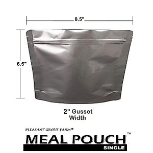 Pleasant Grove Farm 7 Mil Zip Lock Mylar Bags Stand Up Gusseted Pouch (50, MEAL POUCH (SINGLE) 8.5 x 6.5 x 2)