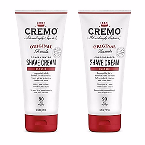 Cremo Barber Grade Original Shave Cream, Astonishingly Superior Ultra-Slick Shaving Cream Fights Nicks, Cuts and Razor Burn, 6 Fl Oz (2 Pack)