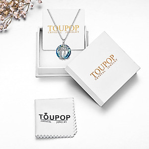 TOUPOP Necklace for Women Tree of Life Initial Necklace 925 Sterling Silver Initial K Letter Pendant Blue Circle Crystal Jewelry Anniversary Birthday Christmas Gifts for Women Wife Mom
