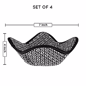 Sheff Microwave Bowl Cozy Huggers Set of 4 – Durable and Reliable – for Hot and Cold Bowls, Plates and Dishes Bowl Holder for Microwave – Bowl Cozies Ideal Household Gift Store (Black and White)