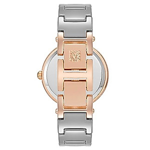Anne Klein Women's Genuine Diamond Dial Ceramic Bracelet Watch,Taupe/Rose Gold