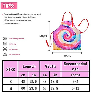 Kid Girls Boys Apron, Adjustable Kitchen Cooking Chef Apron with Pocket for Cooking Baking Art Painting Gardening,Tie Dye, 6-12Years