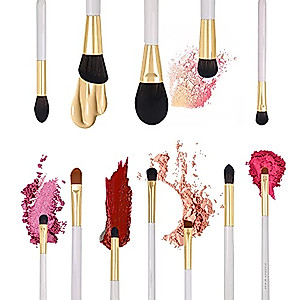 Makeup Brushes 12 Pcs Makeup Kit,Foundation Powder Brush Eyeshadow Brush Concealers Blush Face Make up Brushes Set with Portable Travel PU Leather Storage Bag(White,12Pcs)