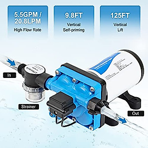 DC HOUSE 5.5GPM 55PSI High Pressure Water Pump 110V include 3/4" Garden Hose Adapters, Power Plug, Water Pressure Booster Pump for Home Irrigation Transfer Washdown