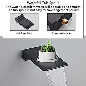 Arsuonta 8 Inch Square Black Shower Faucet Set with Tub Spout, Shower Combo System with 3-settings Touch Adjustment Handheld Showerhead High Pressure Balance Shower Valve Kit for Bathroom