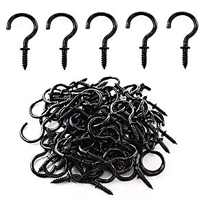 IDEALSV Black Ceiling Hooks 7/8'' Screw-in Light Hooks Hanging Cup Hooks 7/8 Inch (36Pack)