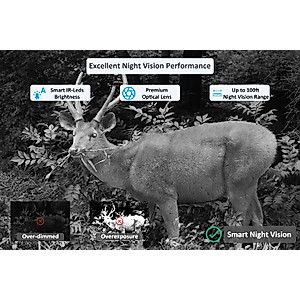 Meidase P100 WiFi Trail Camera, Bluetooth, 32MP 1296p, Game Cameras with 100ft Night Vision, Motion Activated, Waterproof