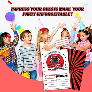haipino Karate Ninjas Birthday Invitations, Ninja Birthday Party Invitation Cards for Kids Girls Boys Adults, Ninja Birthday Party Decorations -(20 Sets 4" x 6" Cards with Envelopes) - JY551