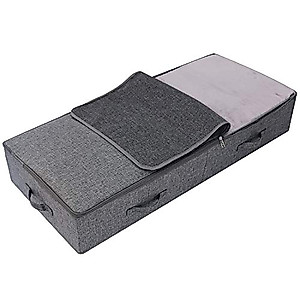 iwill CREATE PRO Large Under the Bed Storage Container for Duvets, Blankets Bedding Accessories, Black Gray