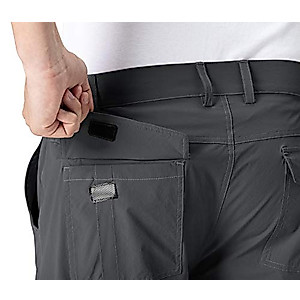 Rdruko Men's Quick Dry Hiking Cargo Shorts Lightweight Outdoor Fishing Travel Summer Shorts with 6 Zipper Pockets(Dark Grey, US 36)