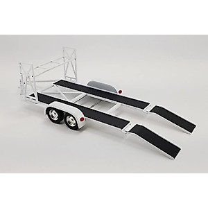 ModelToyCars Tandem Car Trailer with Tire Rack, White - Acme 18984-1/18 Scale Diecast Accessory