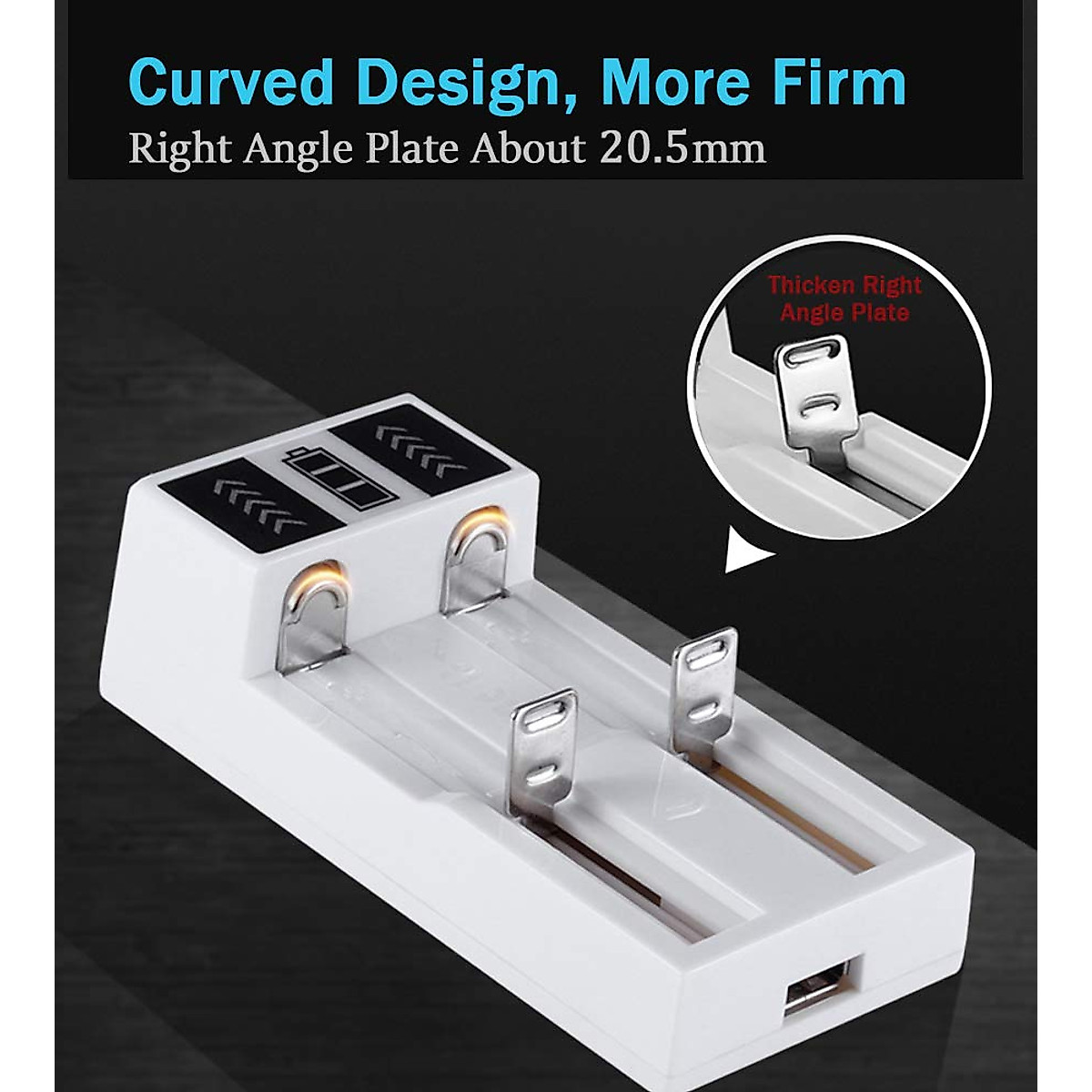 18650 Battery Charger, Suitable for Lithium Battery 18650 26650 10440 14500 18500 16340 32650 Battery Charger, USB Double Slot Battery Charger