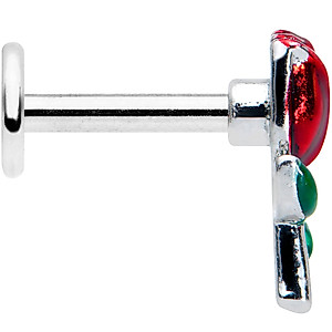 Body Candy Womens 16G 316L Stainless Steel Red Rose Flower Labret Monroe Lip Ring Tragus Cartilage Stud 1/4"