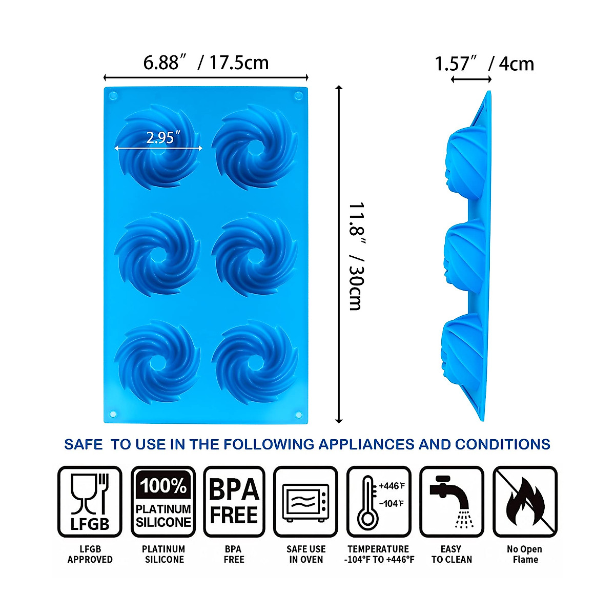 3PCS Mini Bundt Cake Pan, 6Cavity Heritage Bundtlette Cake Silicone Mold for Baking,Non Stick Fancy Molds for Fluted Tube Cake (Bundt)