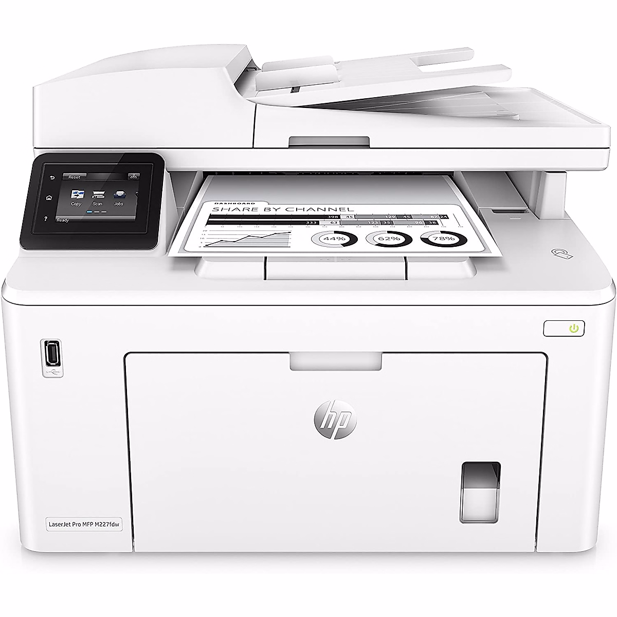 HP Laserjet Pro MFP M227fdwC All-in-One Wireless Laser Printer, Print Scan Copy Fax, Auto 2-Sided Printing, 1200 x 1200 dpi, 30 ppm, Compatible with Alexa, Bundle with JAWFOAL Printer Cable