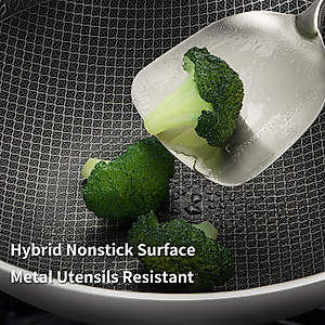 Nonstick Wok 12 Inch with Tempered Glass Lid, Stir-Fry Pan with Stay-Cool Handle & Solid Turner & Soup Ladle, Dishwasher and Oven Safe, Induction Ready, Suitable for All Stoves