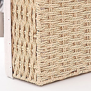 curfair Storage Box Storage Container Convenient Sundries Box Sturdy Construction Good Load Capacity Fabric Multifunction Handmade Clothes Toys Rattan Storage Basket Household Supplies-Khaki-L
