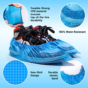 Shoe Covers Disposable Non-slip - MollyHome Booties for Shoes Covers, Shoe Covers for Indoors Pack 100(50 Pairs) Large Size Up to US Men's 11 & US Women's 13, Waterproof, Recyclable