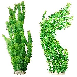 Hamiledyi Aquarium Plants Plastic Decor Fish Tank Green Decorations Plants Ornament Safe for All Fish,Extra Large 23-inch Tall, 2 Pack   